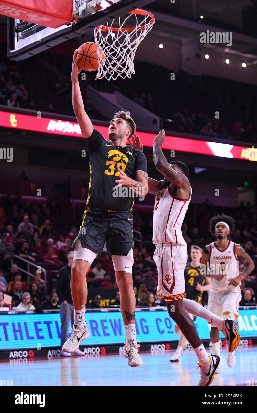 LOS ANGELES, CA - JANUARY 14: Iowa Hawkeyes forward Owen Freeman (32 ...