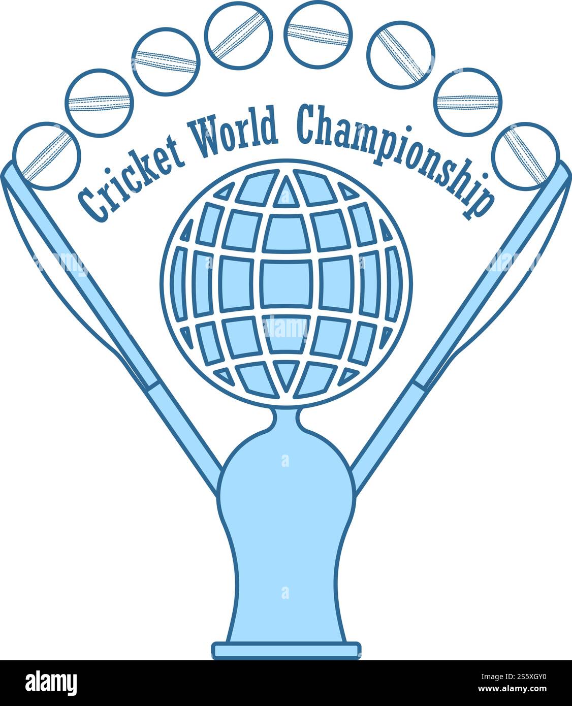 Cricket Cup Icon. Thin Line With Blue Fill Design. Vector Illustration ...