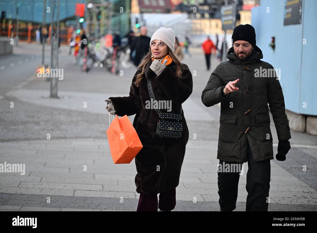 Stockholm, Uppland, Sweden. December 31 2024. People on the street ...