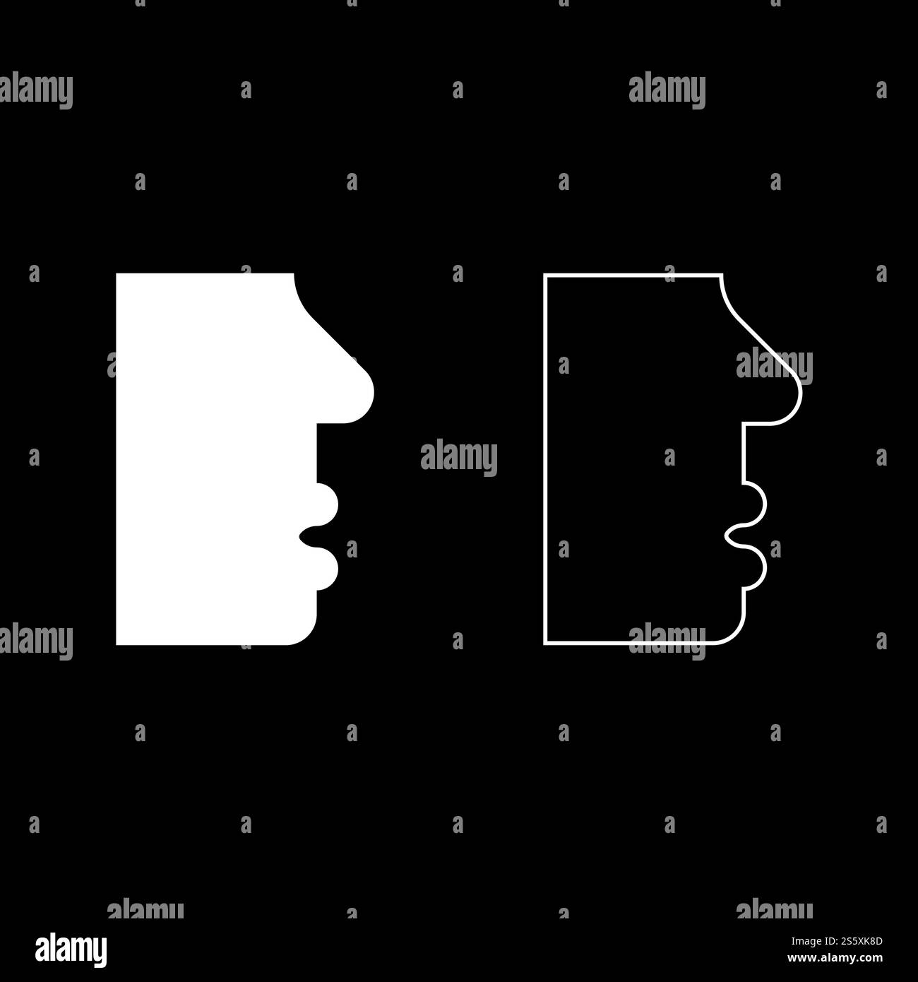 Human face side view head mouth nose lip Male profile Person silhouette ...