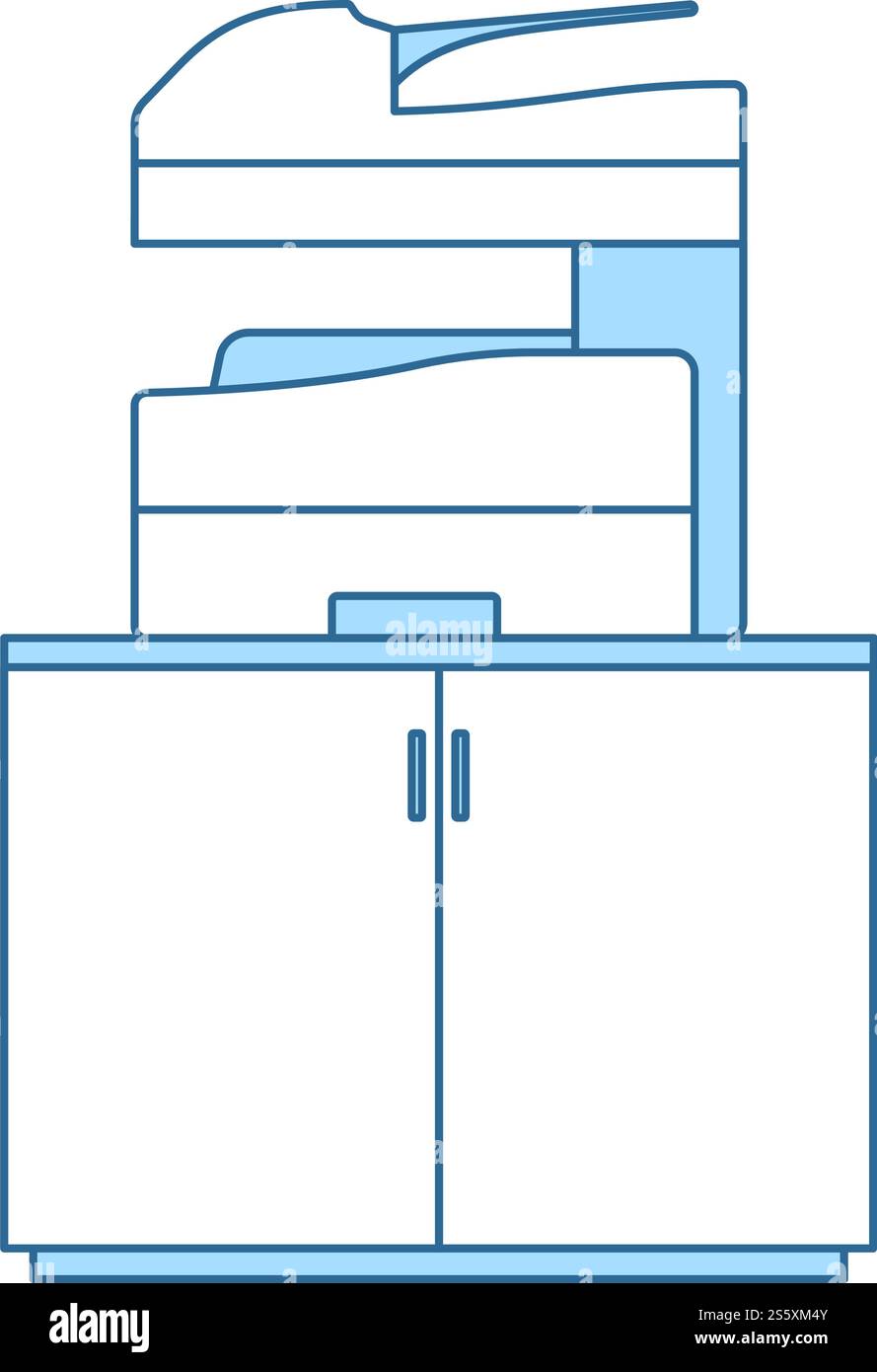 Copying Machine Icon. Thin Line With Blue Fill Design. Vector ...