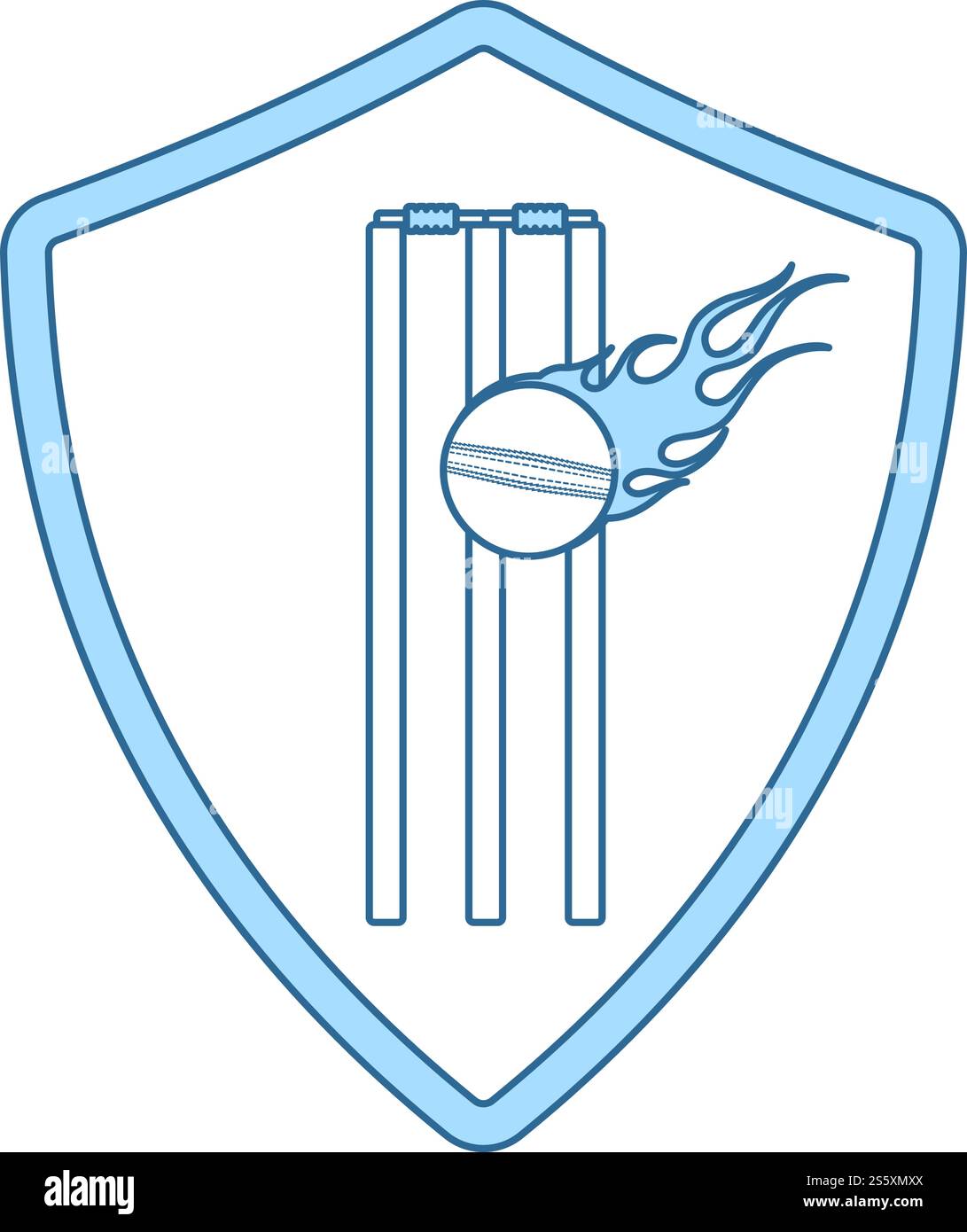 Cricket Shield Emblem Icon. Thin Line With Blue Fill Design. Vector ...