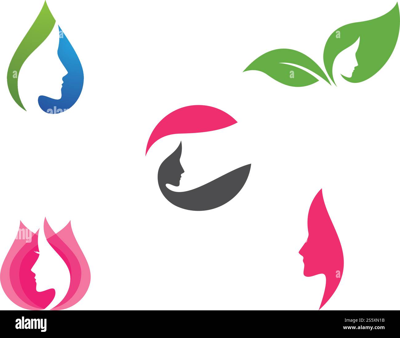Beauty Women silhouette character Logo Template Stock Vector Image ...