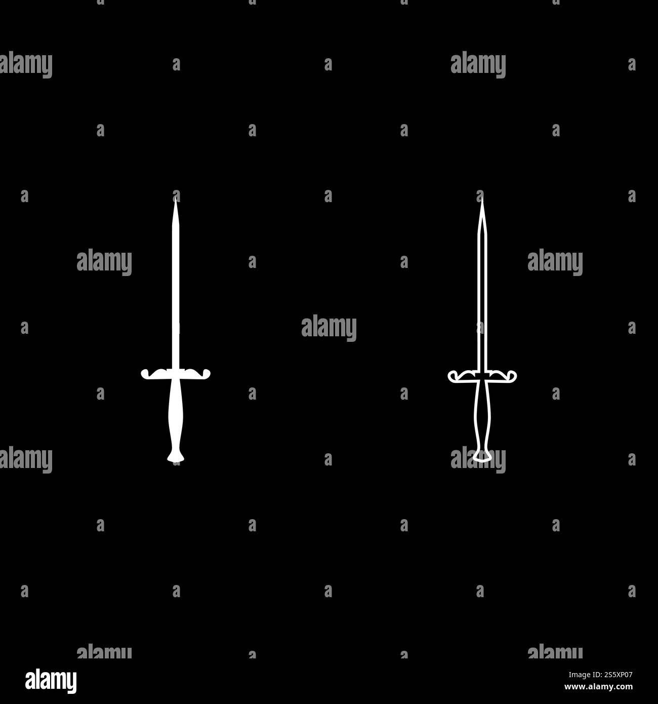 Stylet knife Stiletto icon outline set white color vector illustration ...