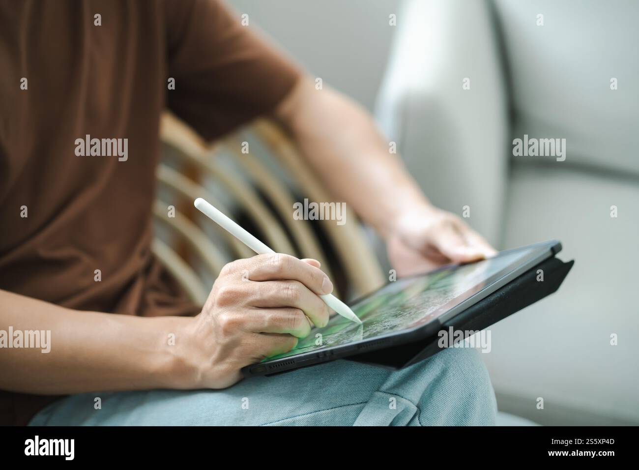 Graphic designer working on digital tablet. artist drawing on graphic ...