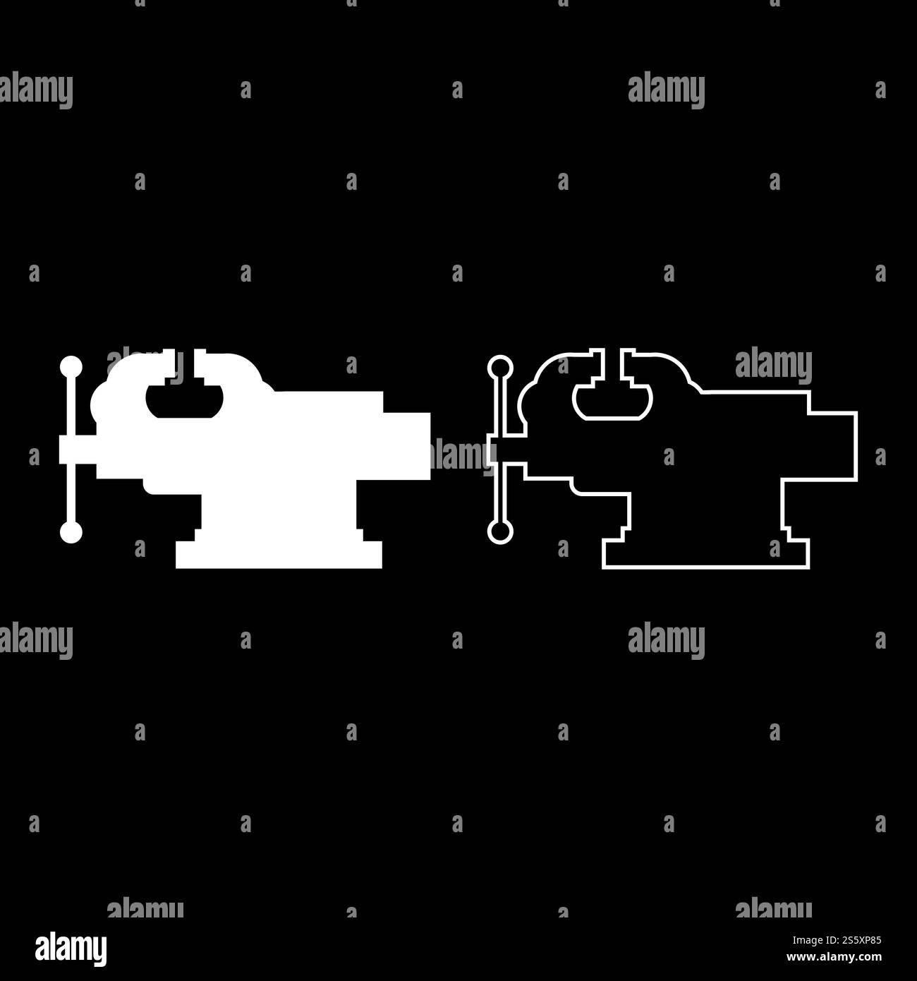 Vice Jaw vise Repair clamp tool icon outline set white color vector illustration flat style ...