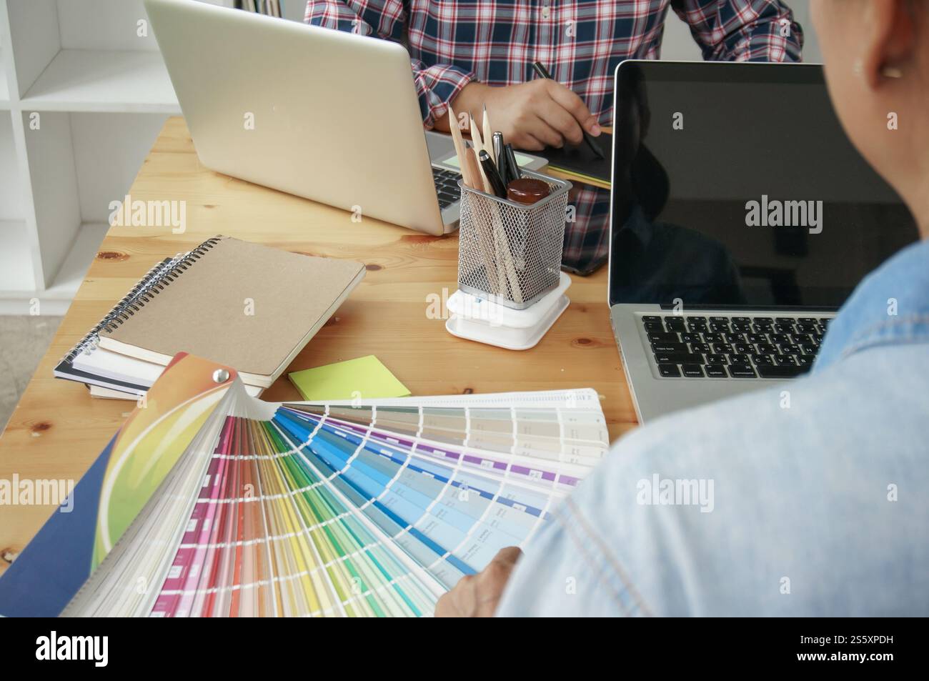 Graphic designer working on digital tablet. artist drawing on graphic ...