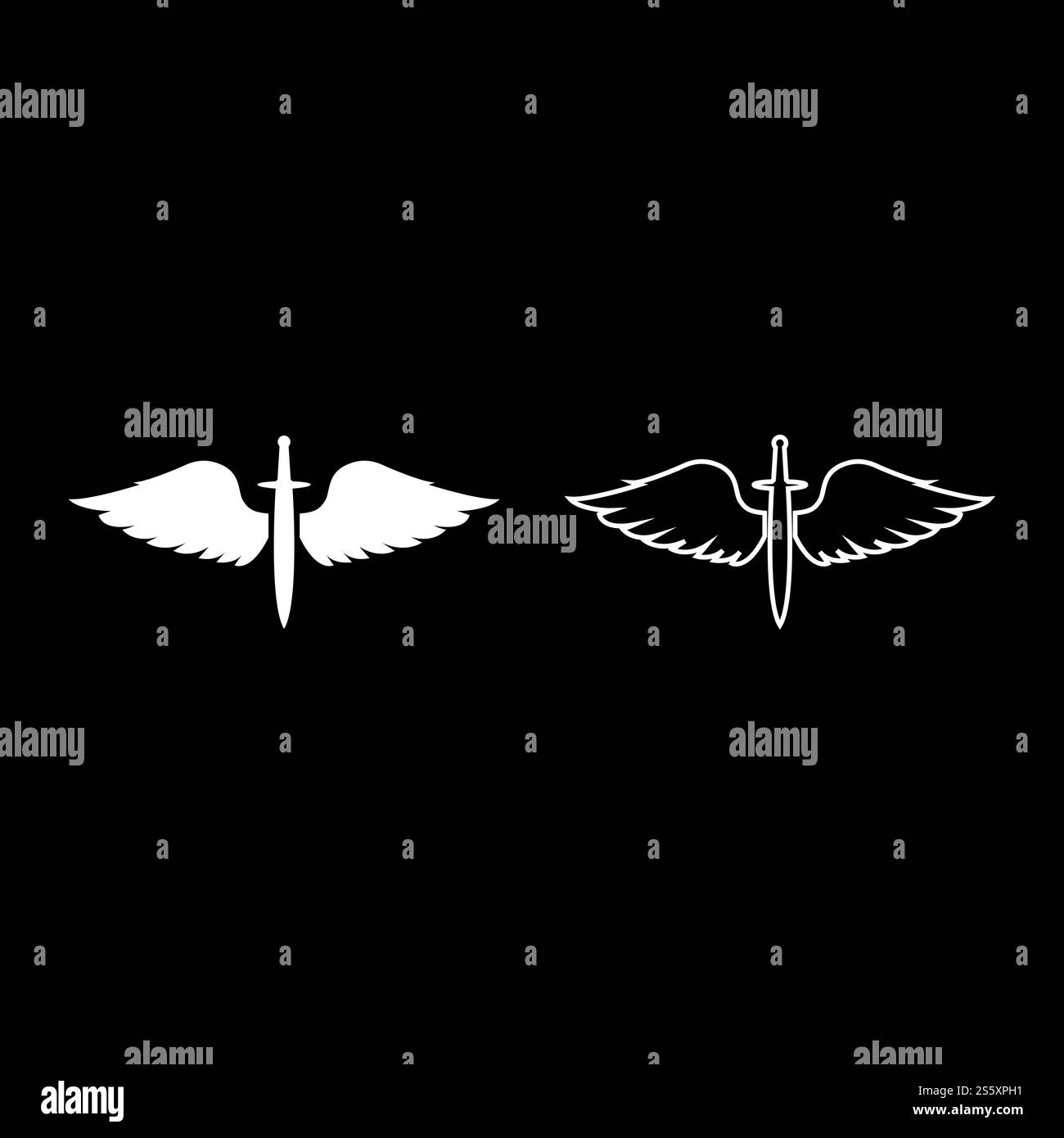 Wings and sword symbol cadets Winged blade weapon medieval age Warrior ...