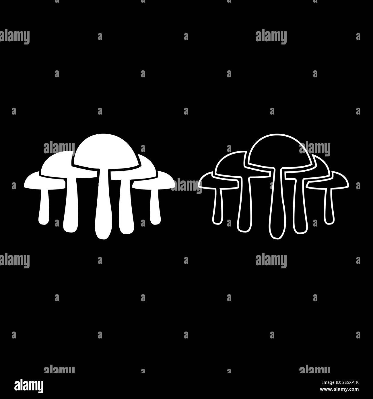Mushrooms icon outline set white color vector illustration flat style ...