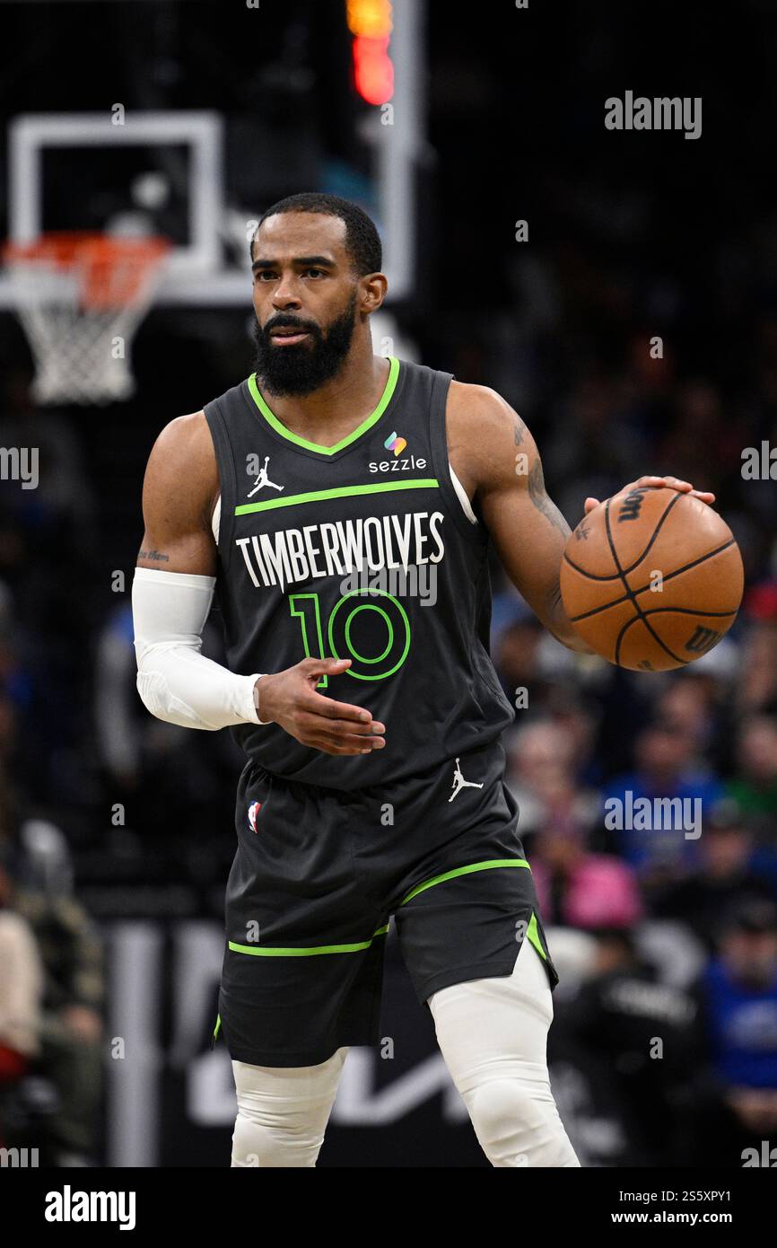Minnesota Timberwolves guard Mike Conley (10) brings the ball up the ...