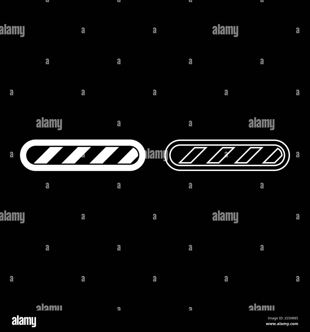 Loading bar of progress status icon outline set white color vector illustration flat style ...