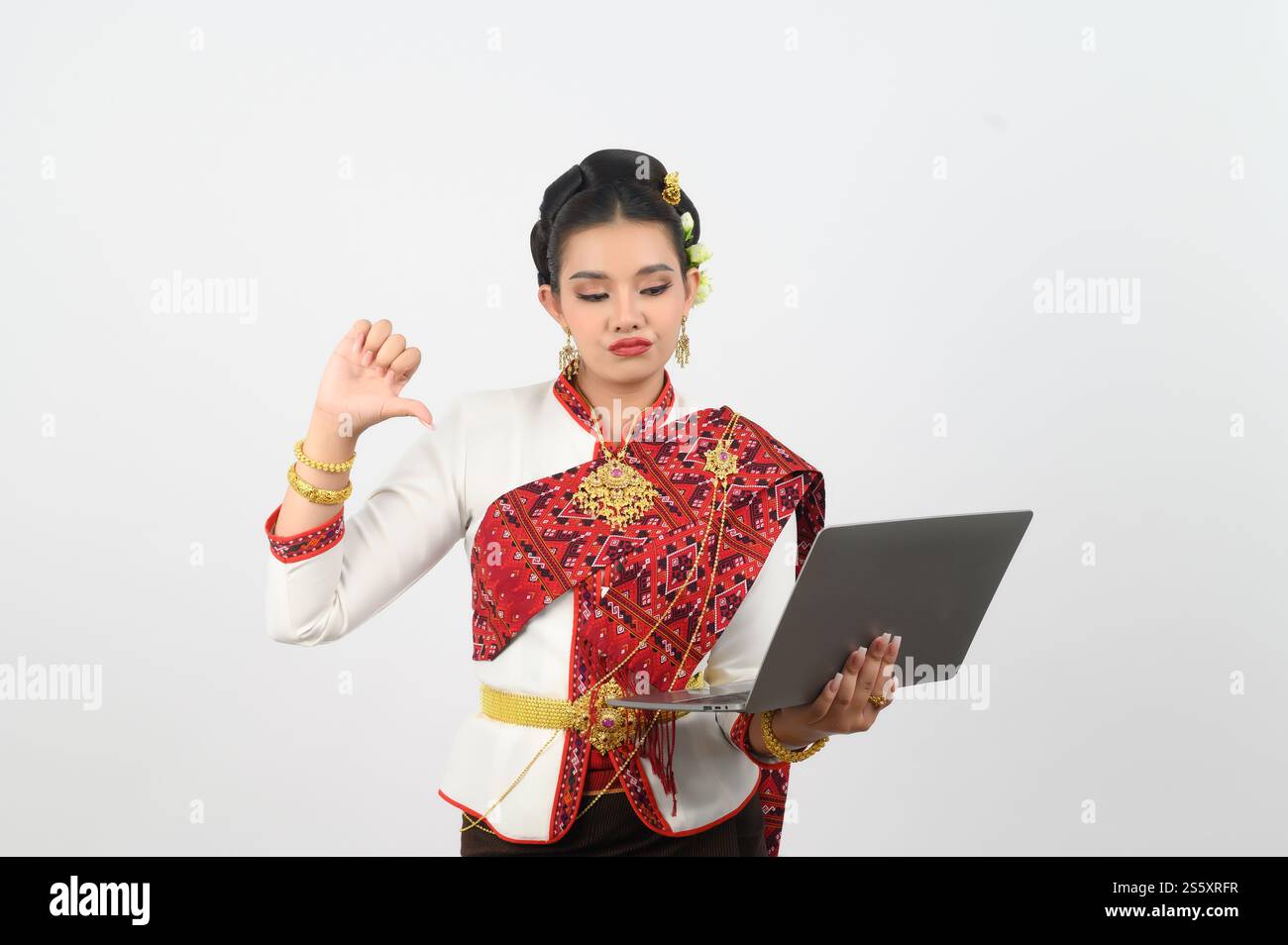 Portrait of Beautiful Woman in Thai Northern Traditional Clothing with ...