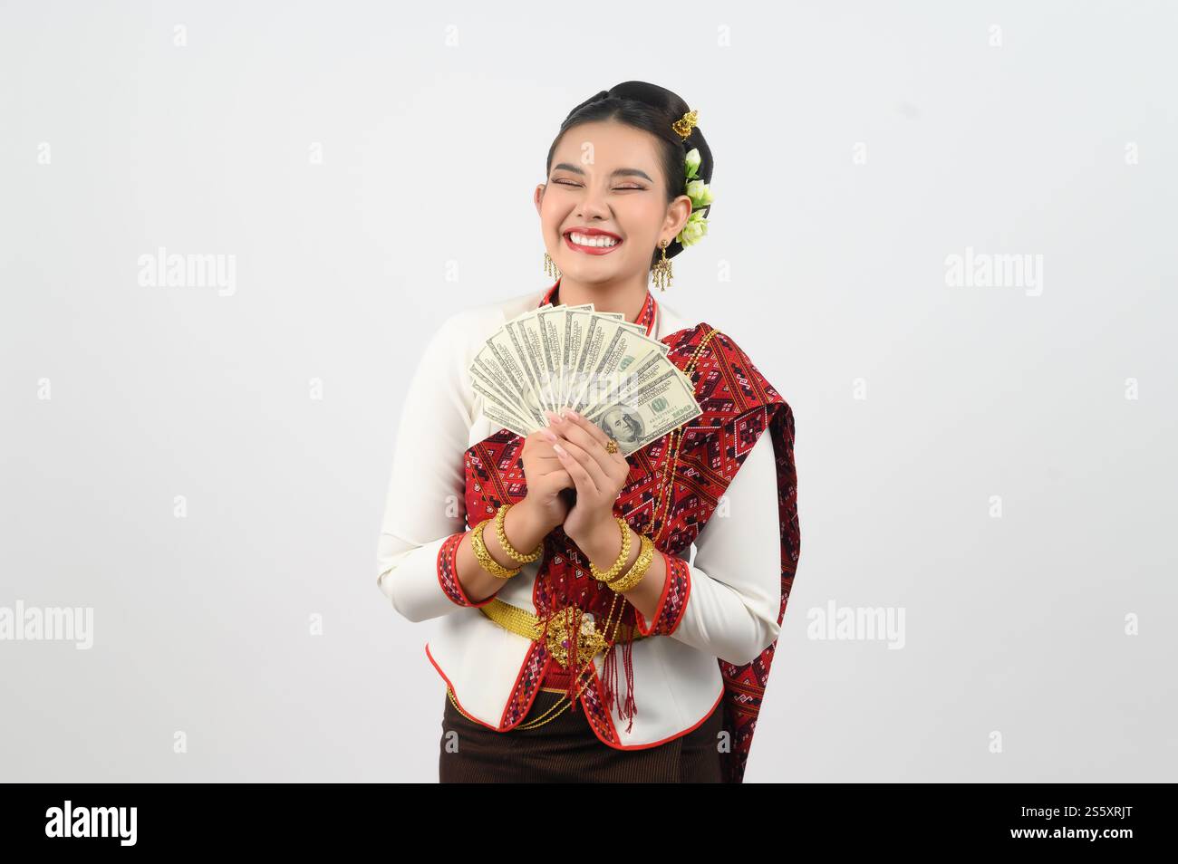 Portrait of Beautiful Woman in Thai Northern Traditional Clothing with ...