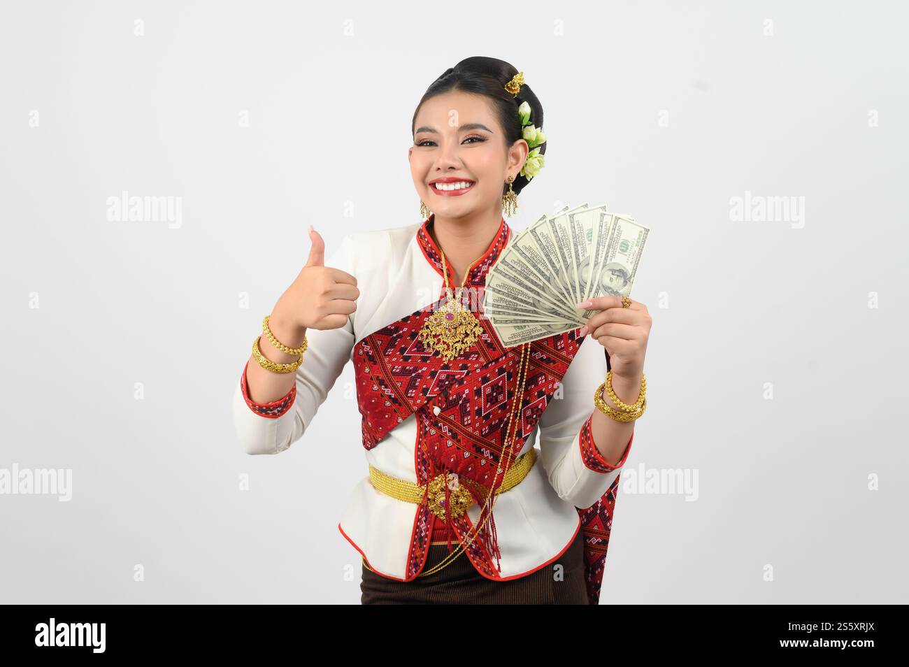 Portrait of Beautiful Woman in Thai Northern Traditional Clothing with ...