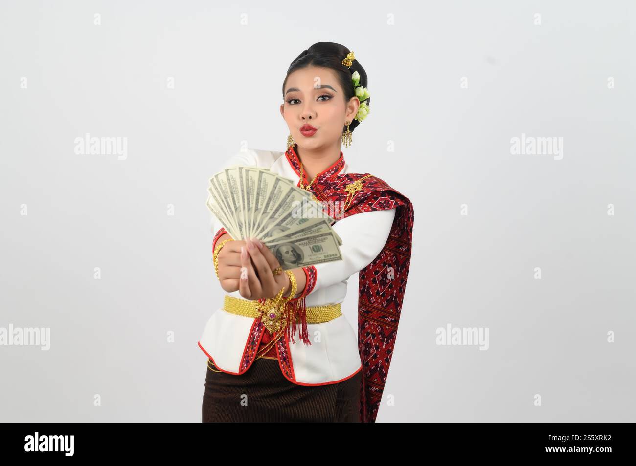Portrait of Beautiful Woman in Thai Northern Traditional Clothing with ...