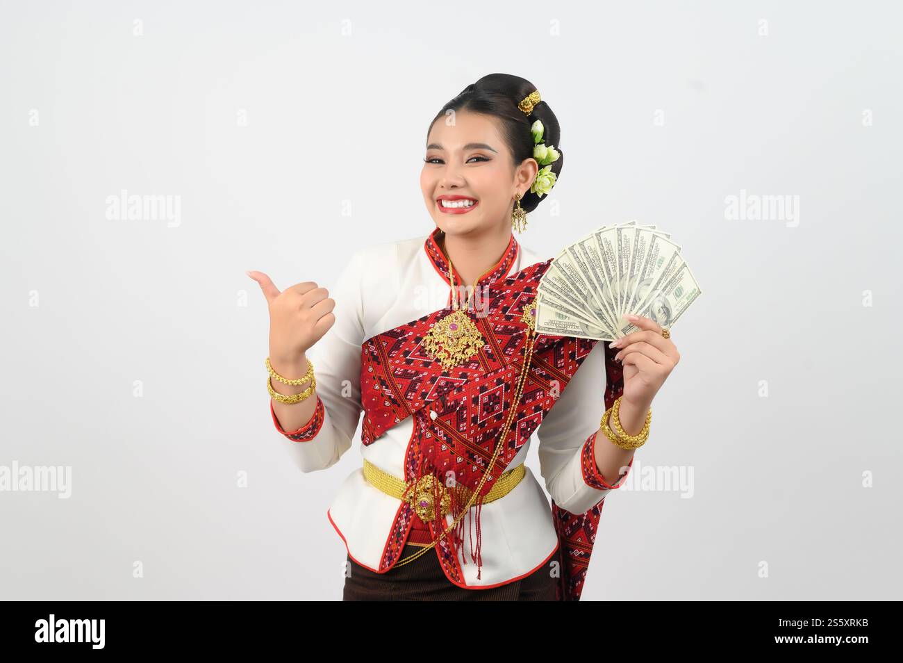 Portrait of Beautiful Woman in Thai Northern Traditional Clothing with ...