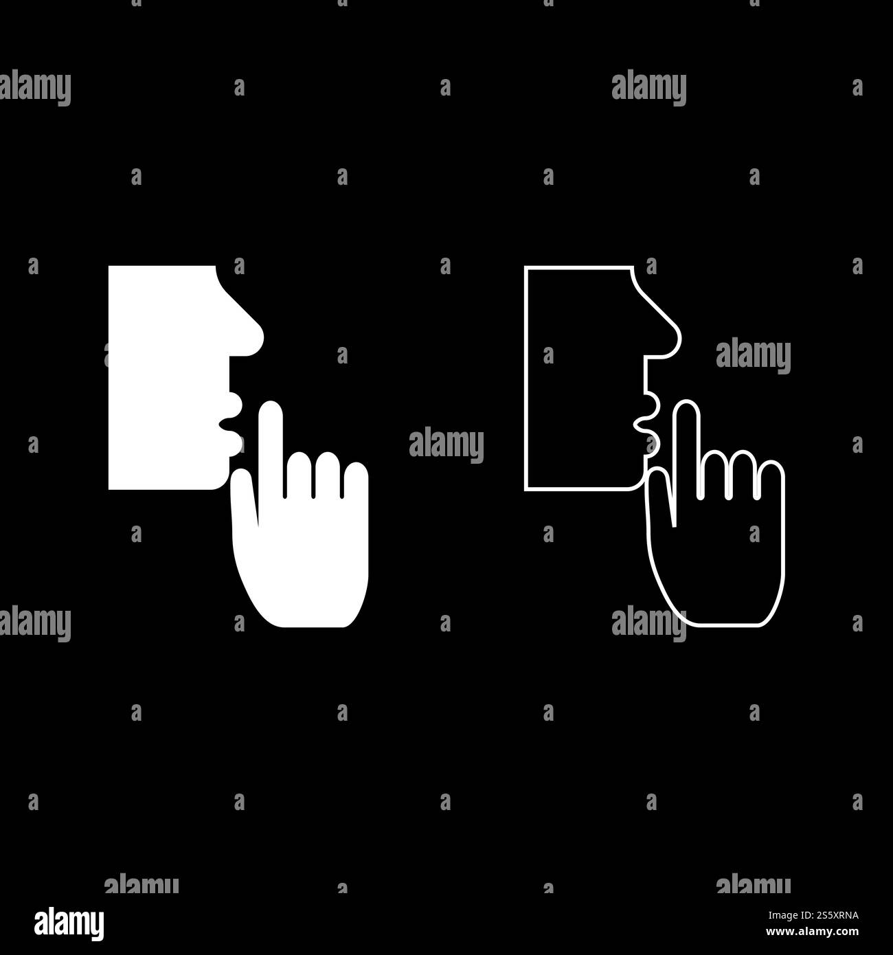 Keep silence concept Man shows index finger quietly Person closed his ...
