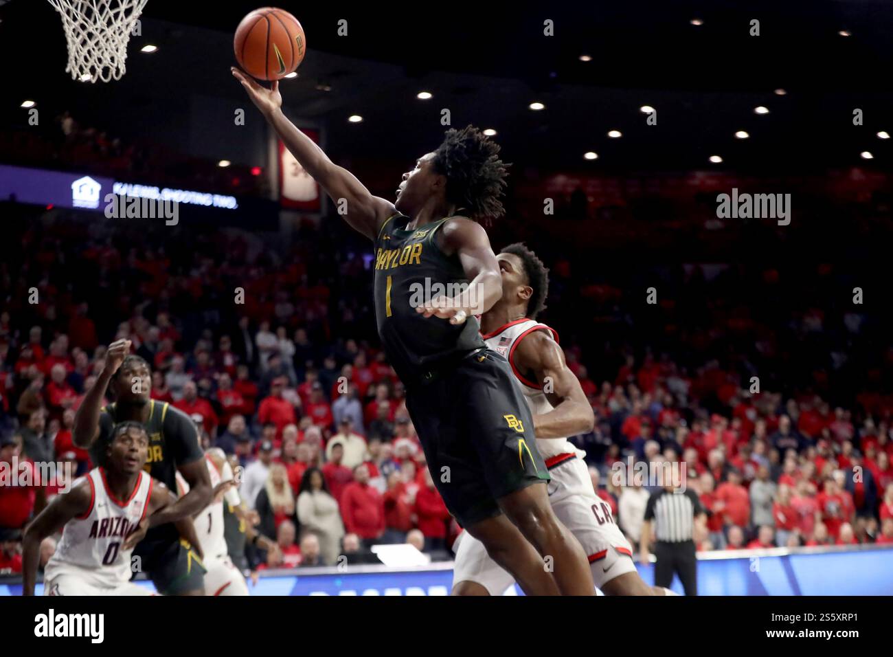 TUCSON, AZ - JANUARY 14: Baylor Bears guard Robert Wright III #1 lays ...
