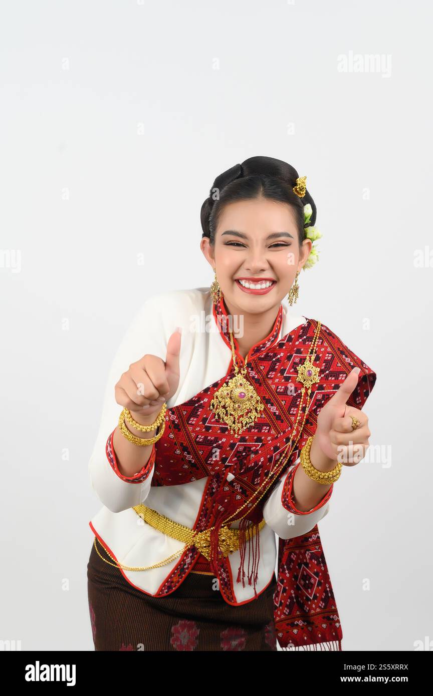 Portrait of Beautiful Woman in Thai Northern Traditional Clothing ...