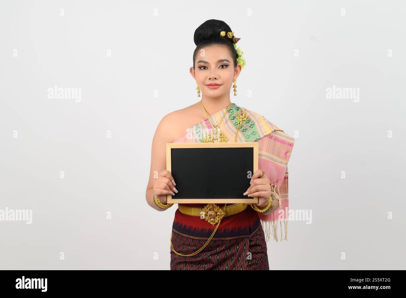 portrait Young pretty woman dress up in beautiful local culture in ...