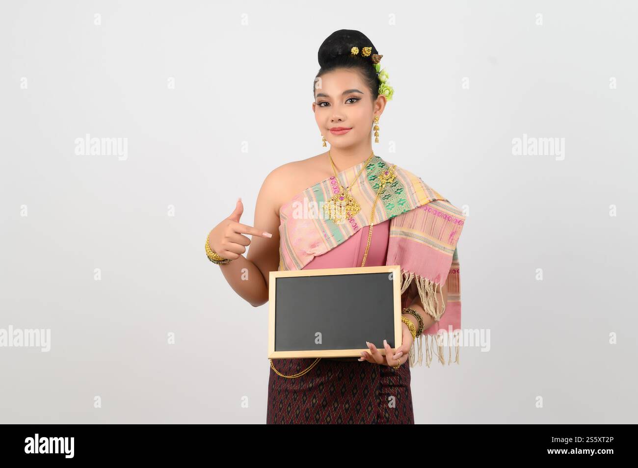 portrait Young pretty woman dress up in beautiful local culture in ...