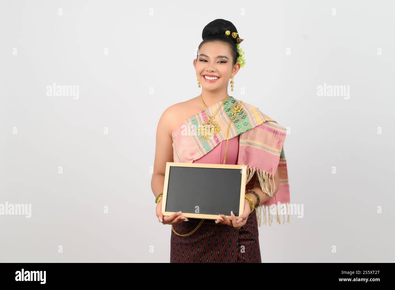 portrait Young pretty woman dress up in beautiful local culture in ...