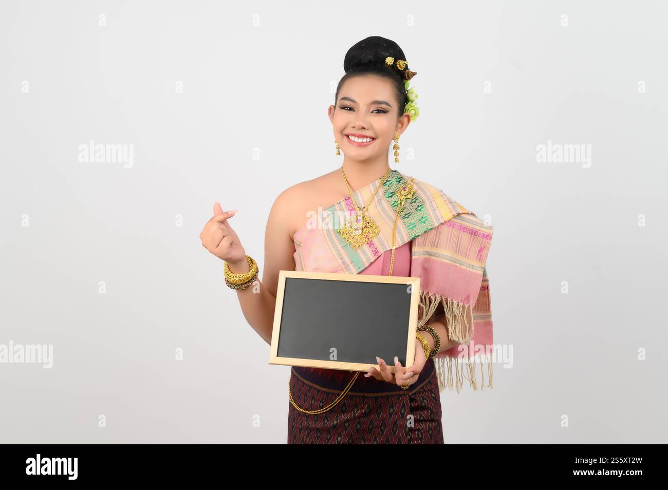 portrait Young pretty woman dress up in beautiful local culture in ...