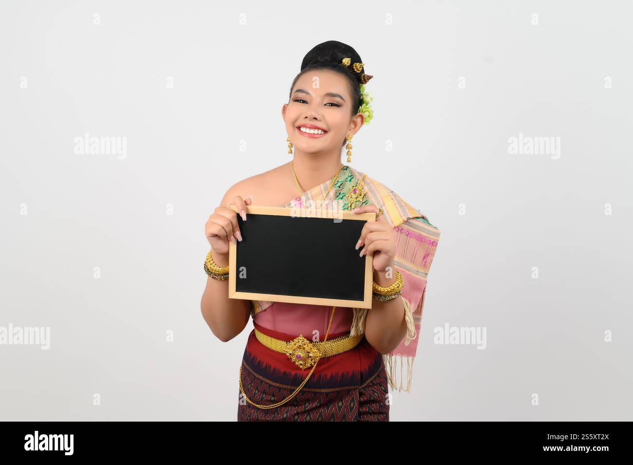 portrait Young pretty woman dress up in beautiful local culture in ...