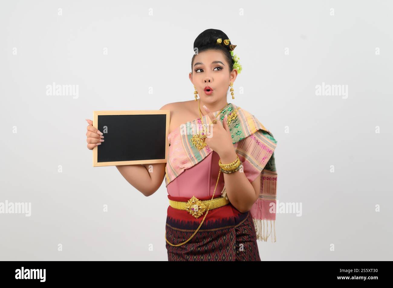 portrait Young pretty woman dress up in beautiful local culture in ...