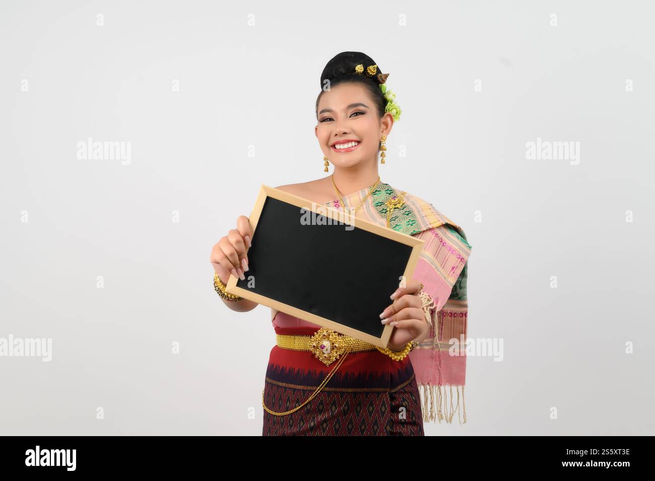 portrait Young pretty woman dress up in beautiful local culture in ...