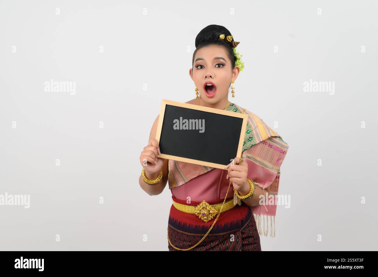 portrait Young pretty woman dress up in beautiful local culture in ...