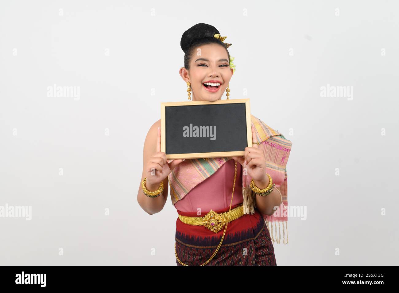 portrait Young pretty woman dress up in beautiful local culture in ...