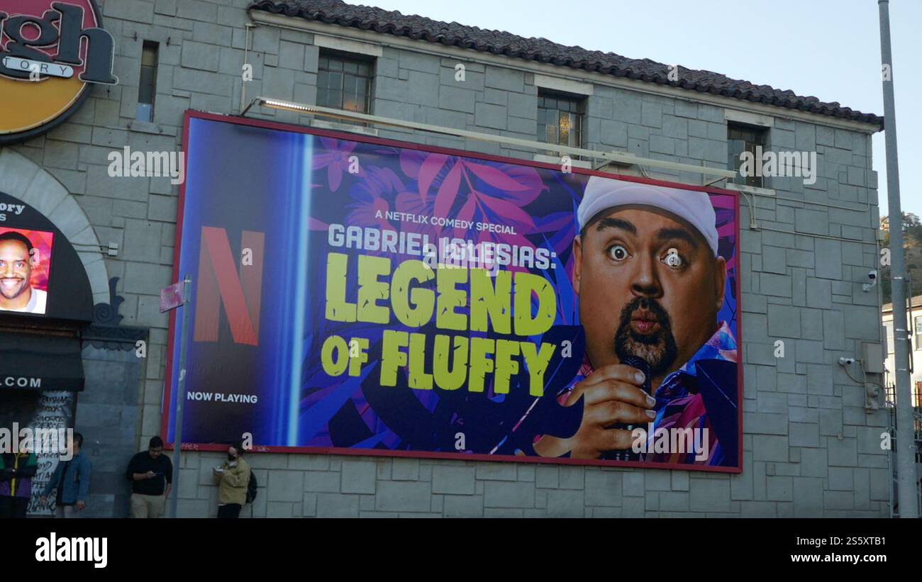 Los Angeles, California USA 14th January 2025 Gabriel Iglesias Legend of Fluffy Billboard at The ...
