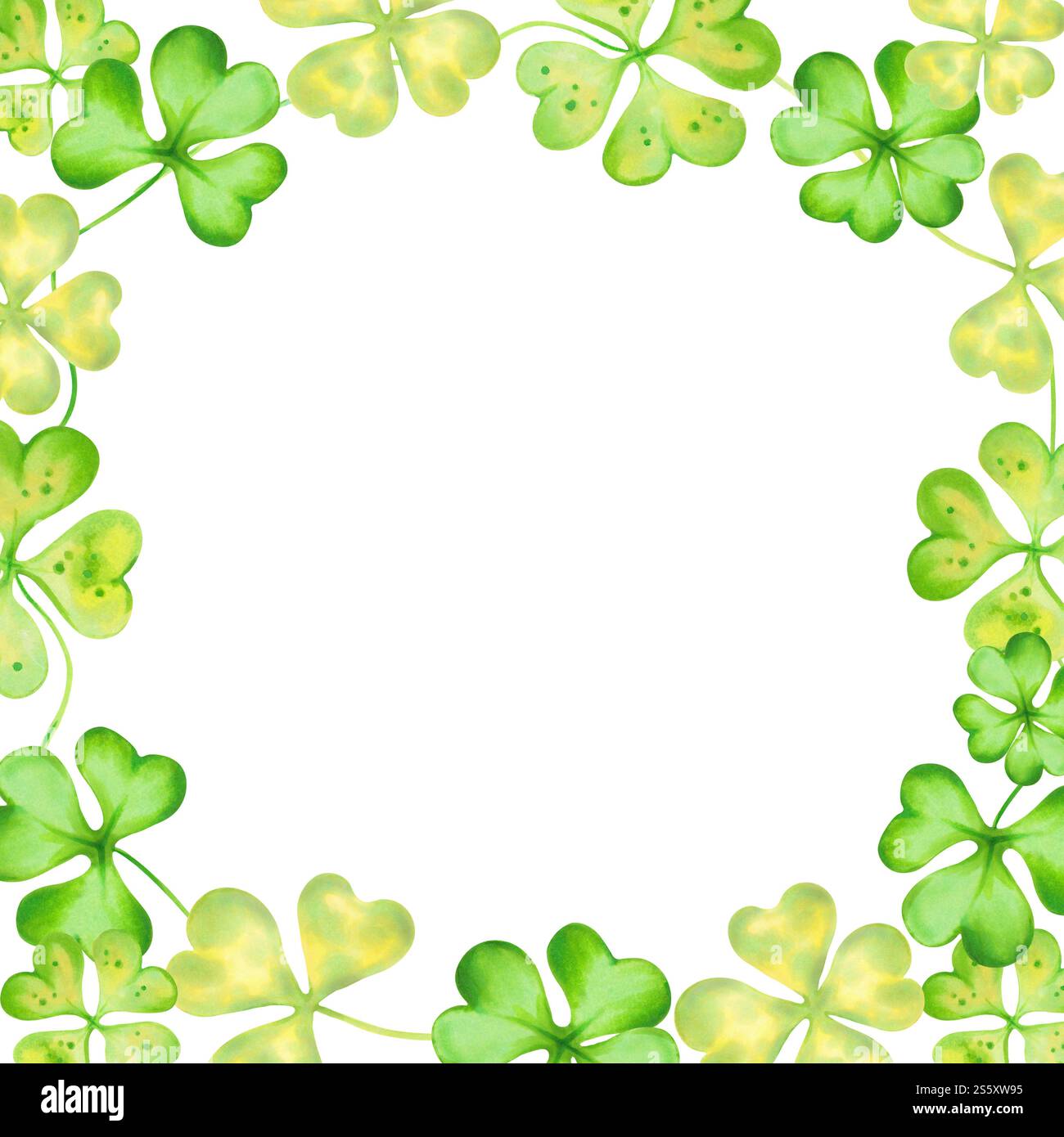 Square frame of shamrock, four leaf clover for St. Patrick's Day ...