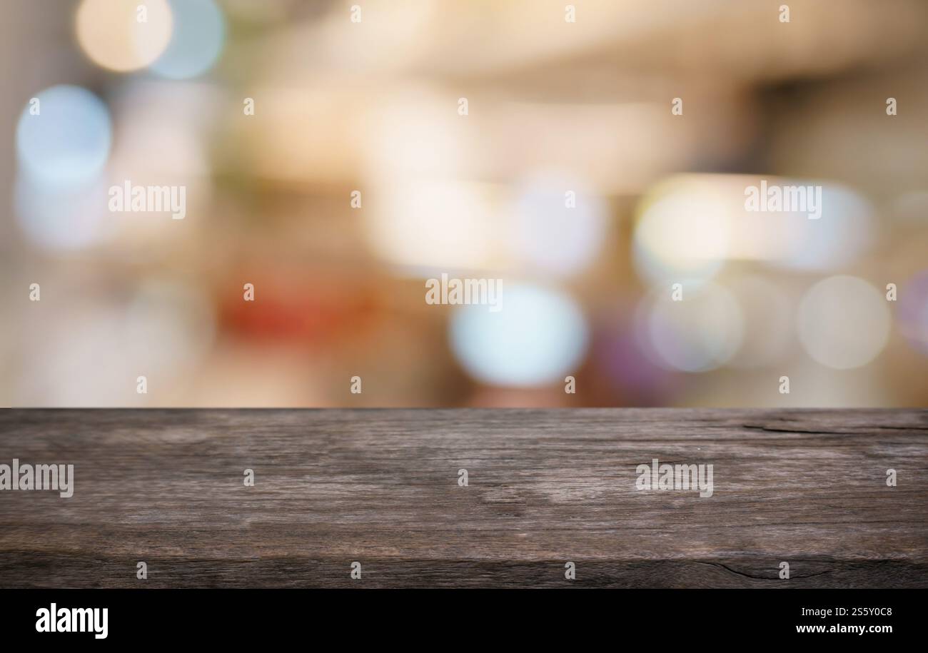 Empty wood table top and blur of out door garden background Empty ...