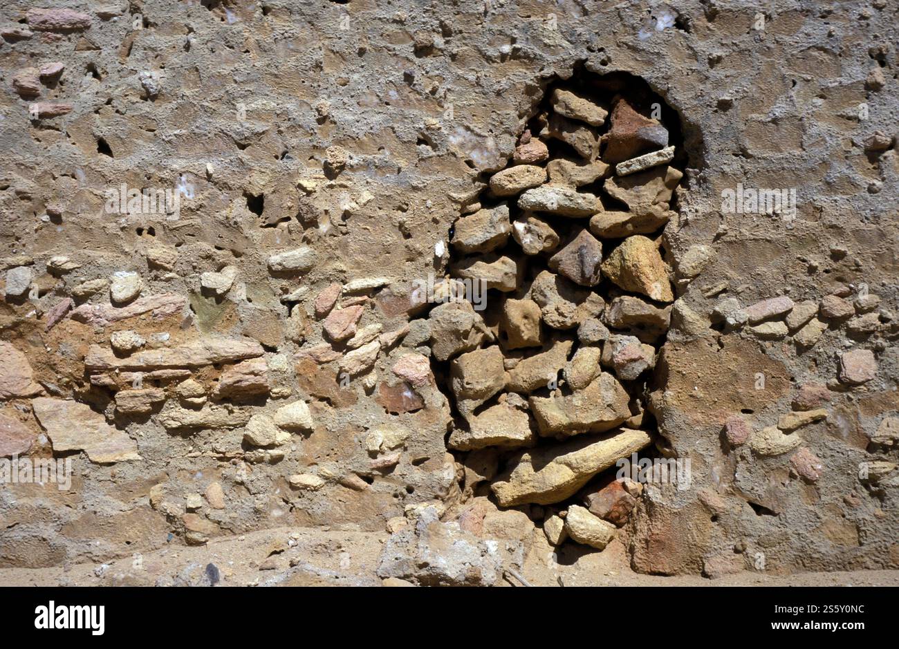 a wall of a House in the old Village of Siwa in the Libyan or estern ...
