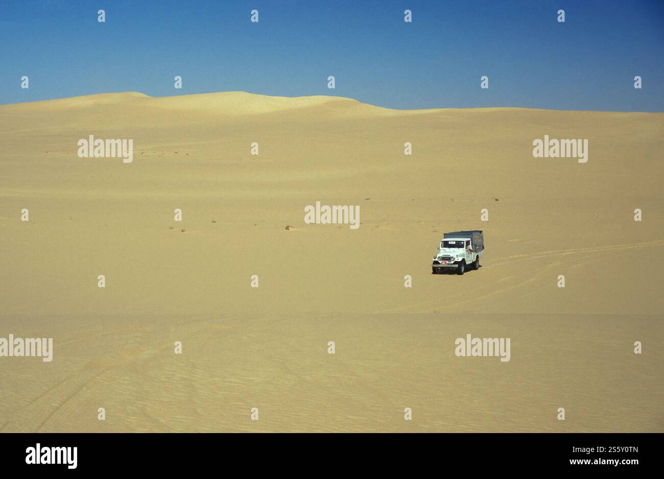 a car in the Sand Dunes near the Oasis and Village of Siwa in the ...
