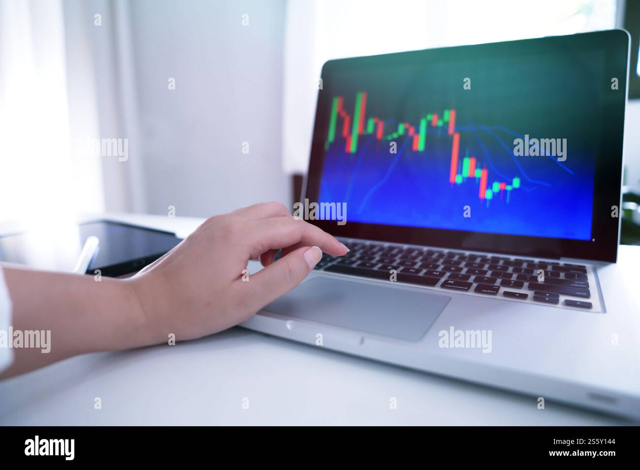 Investor trading crypto currencies online work at home. chart suitable ...