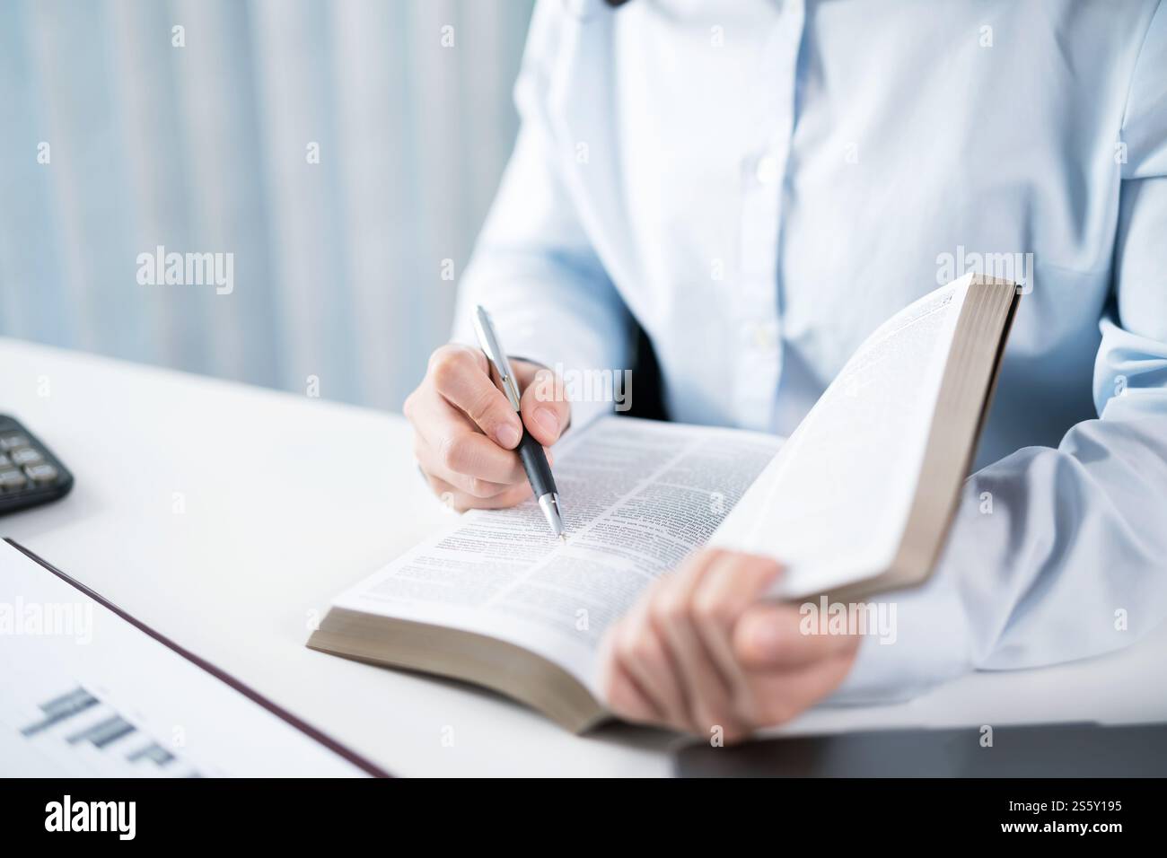 Portrait of Asian Business woman working from office taking reading and ...
