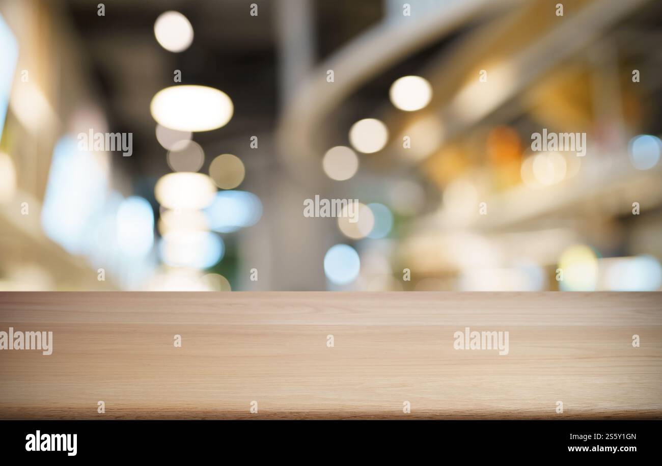 Empty wood table top and blur of out door garden background Empty ...