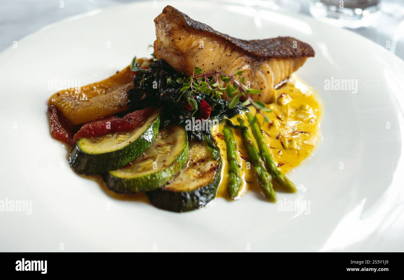 Luxury table settings for fine dining served and decorated table with ...