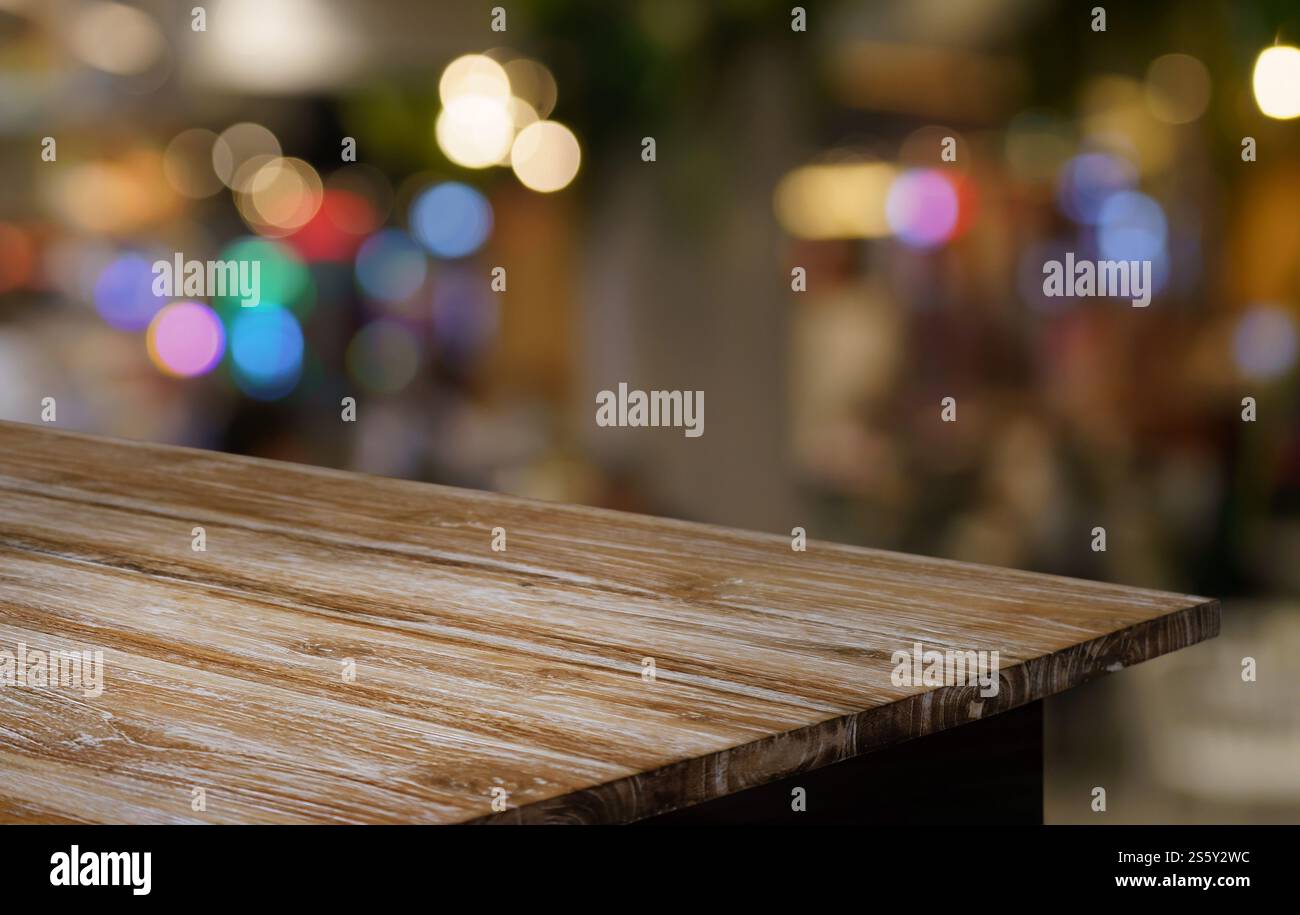Empty wood table top and blur of out door garden background Empty ...