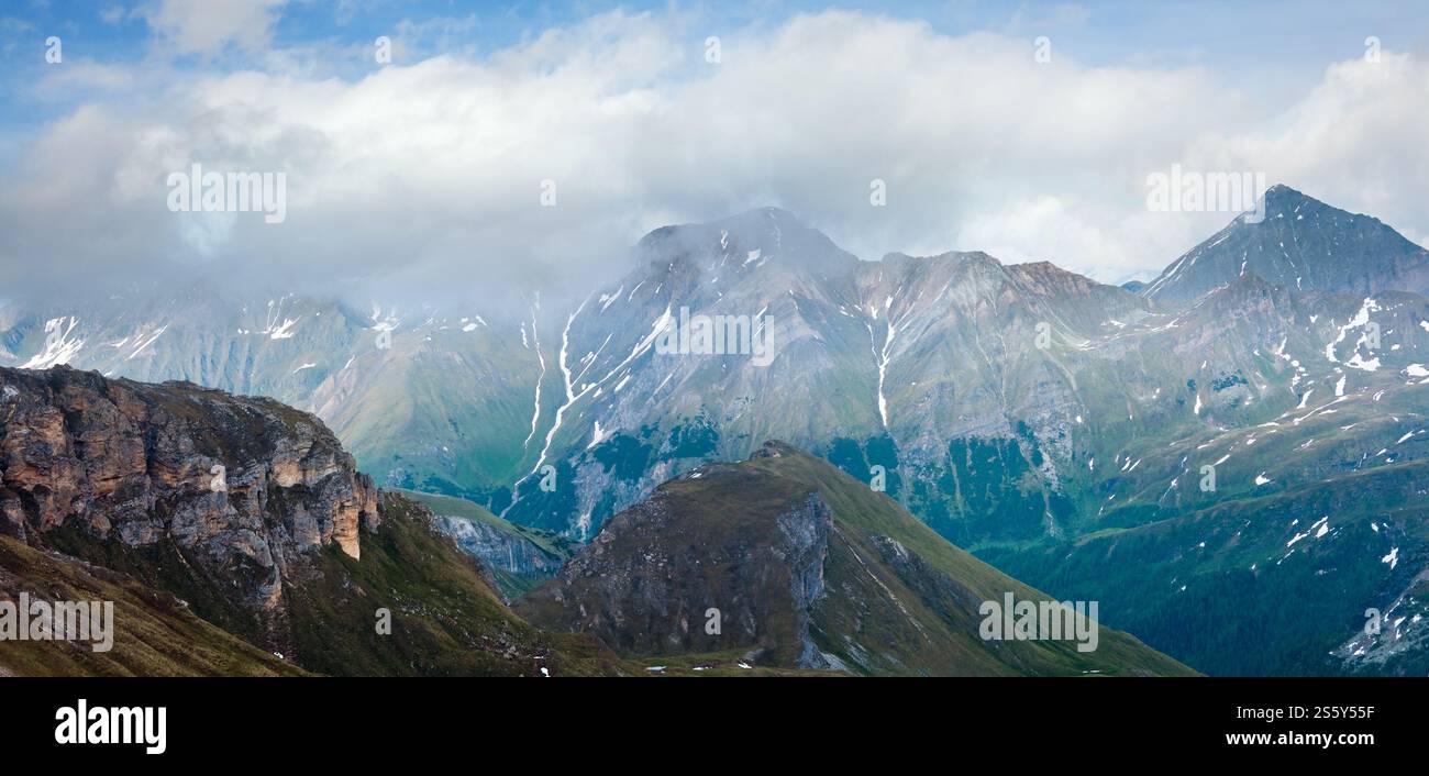 Summer (June) Alp mountain tops panorama from Grossglockner High Alpine ...