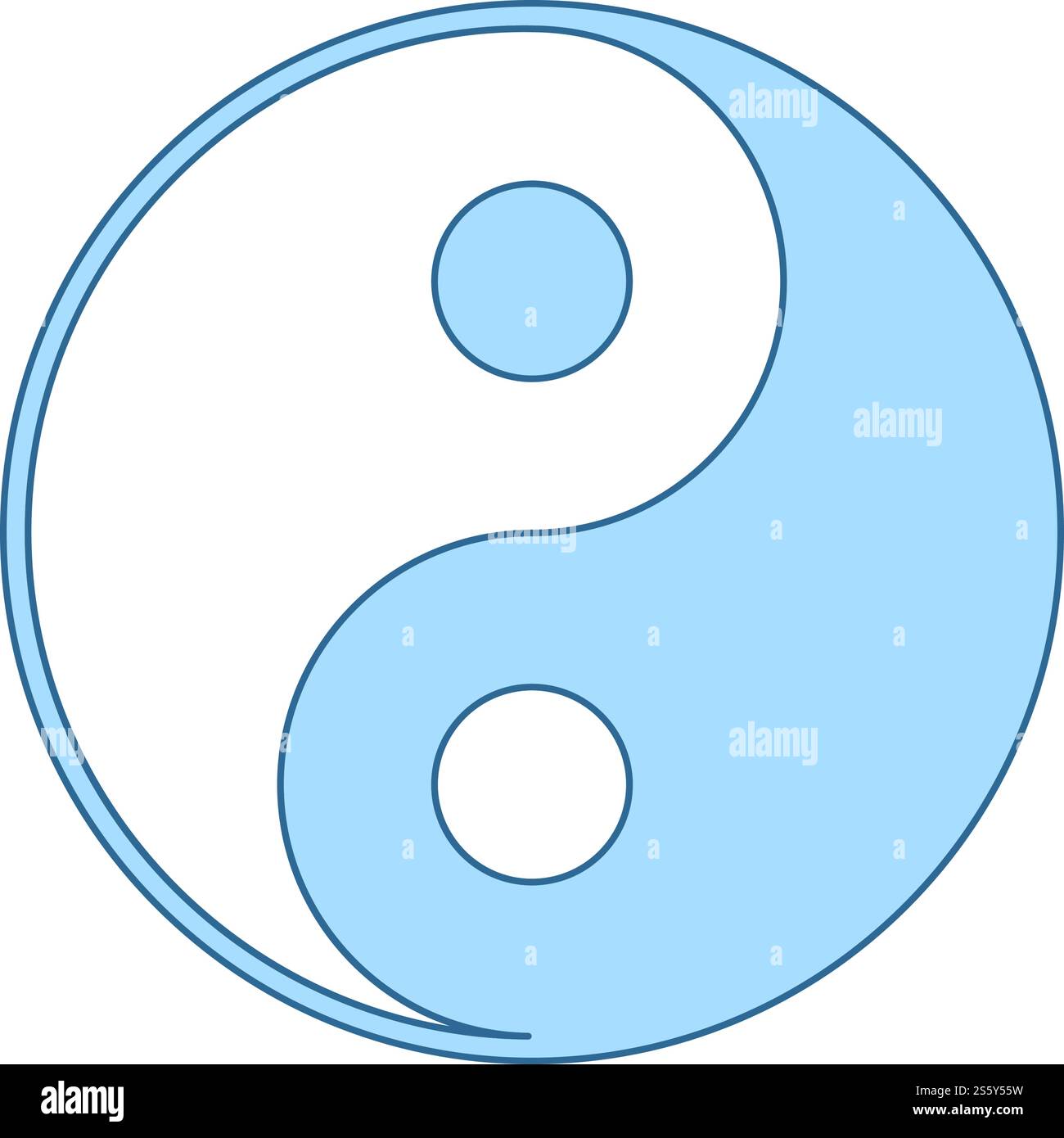 Yin And Yang Icon. Thin Line With Blue Fill Design. Vector Illustration ...