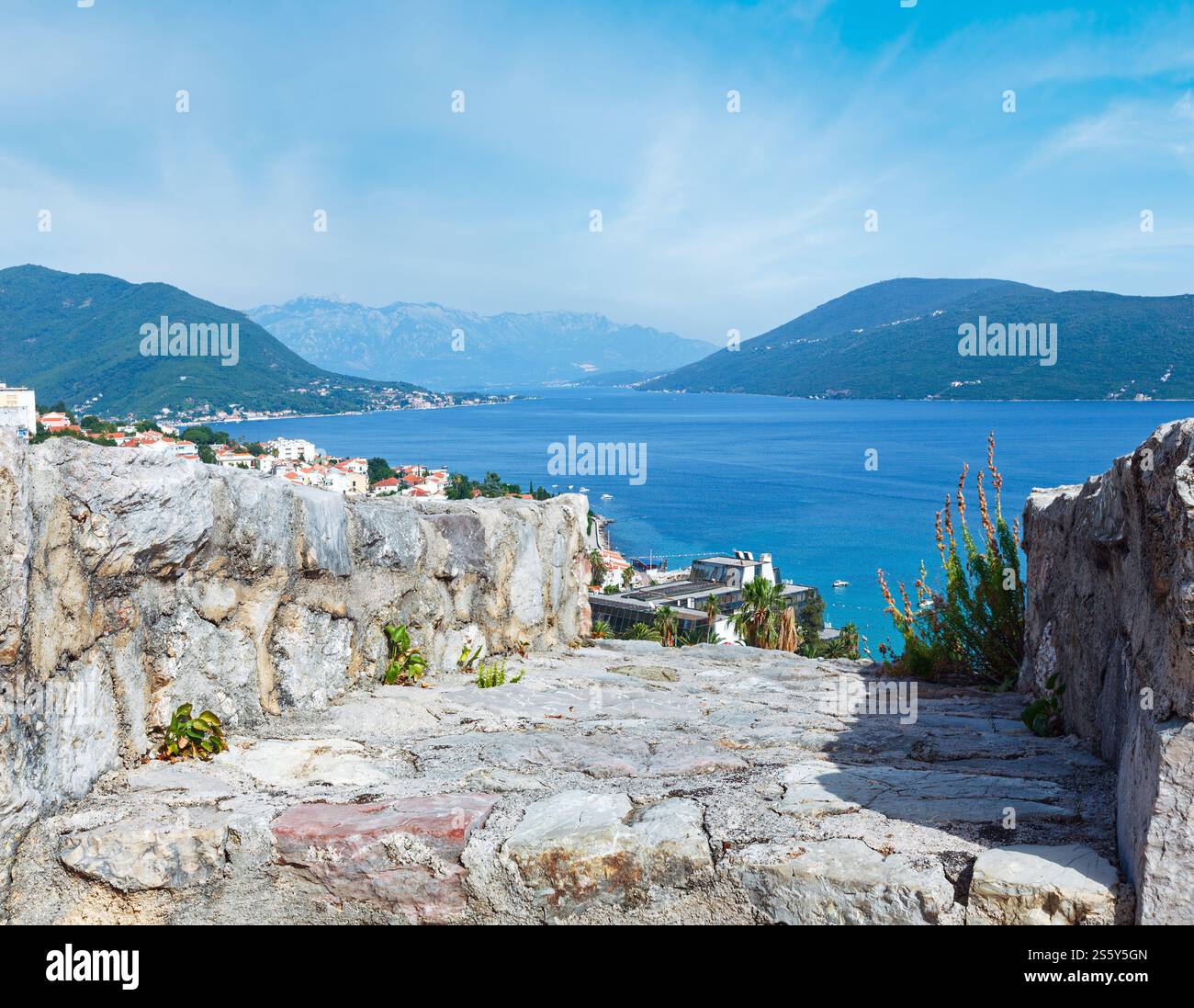 Summer view on Bay of Kotor from Forte Mare castle wall (Herceg Novi, Montenegro Stock Photo - Alamy