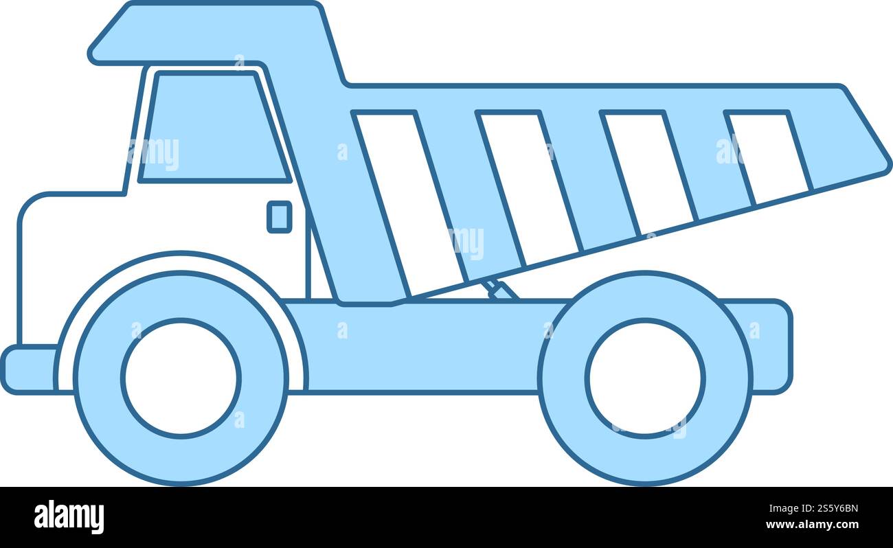 Icon Of Tipper. Thin Line With Blue Fill Design. Vector Illustration ...