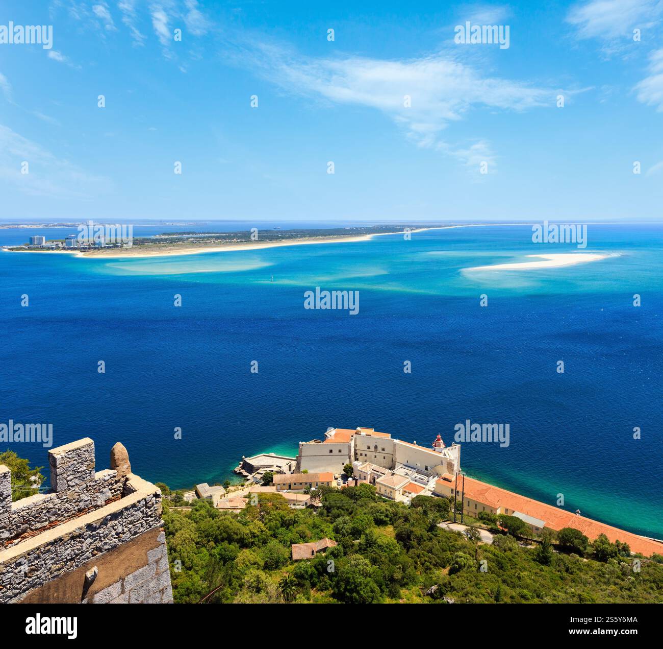 Summer sea coast landscape. View from Nature Park of Arrabida in ...