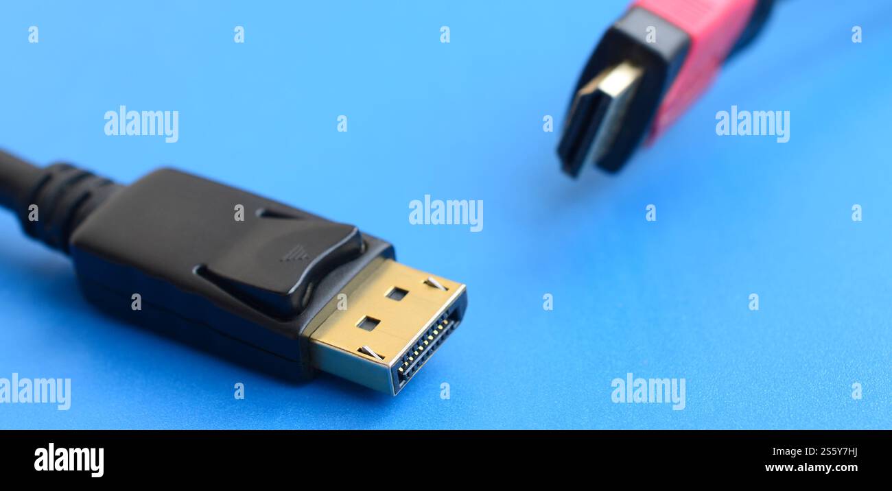 Audio video HDMI computer cable plug and 20-pin male DisplayPort gold ...