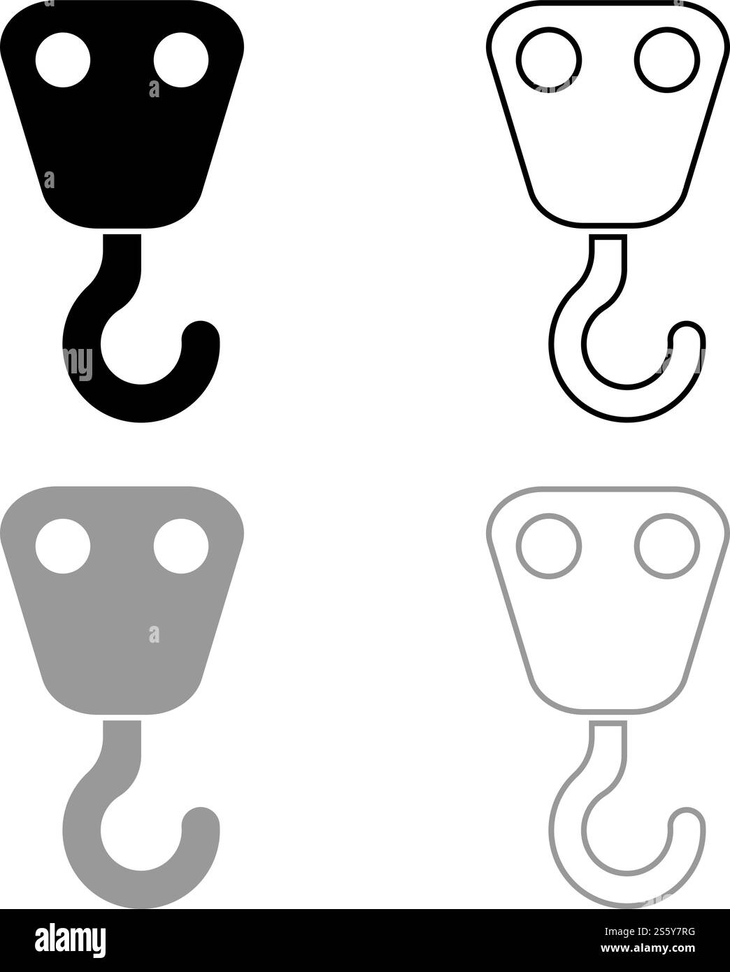 Crane hook for lift load Industrial using Freight concept icon outline set black grey color ...