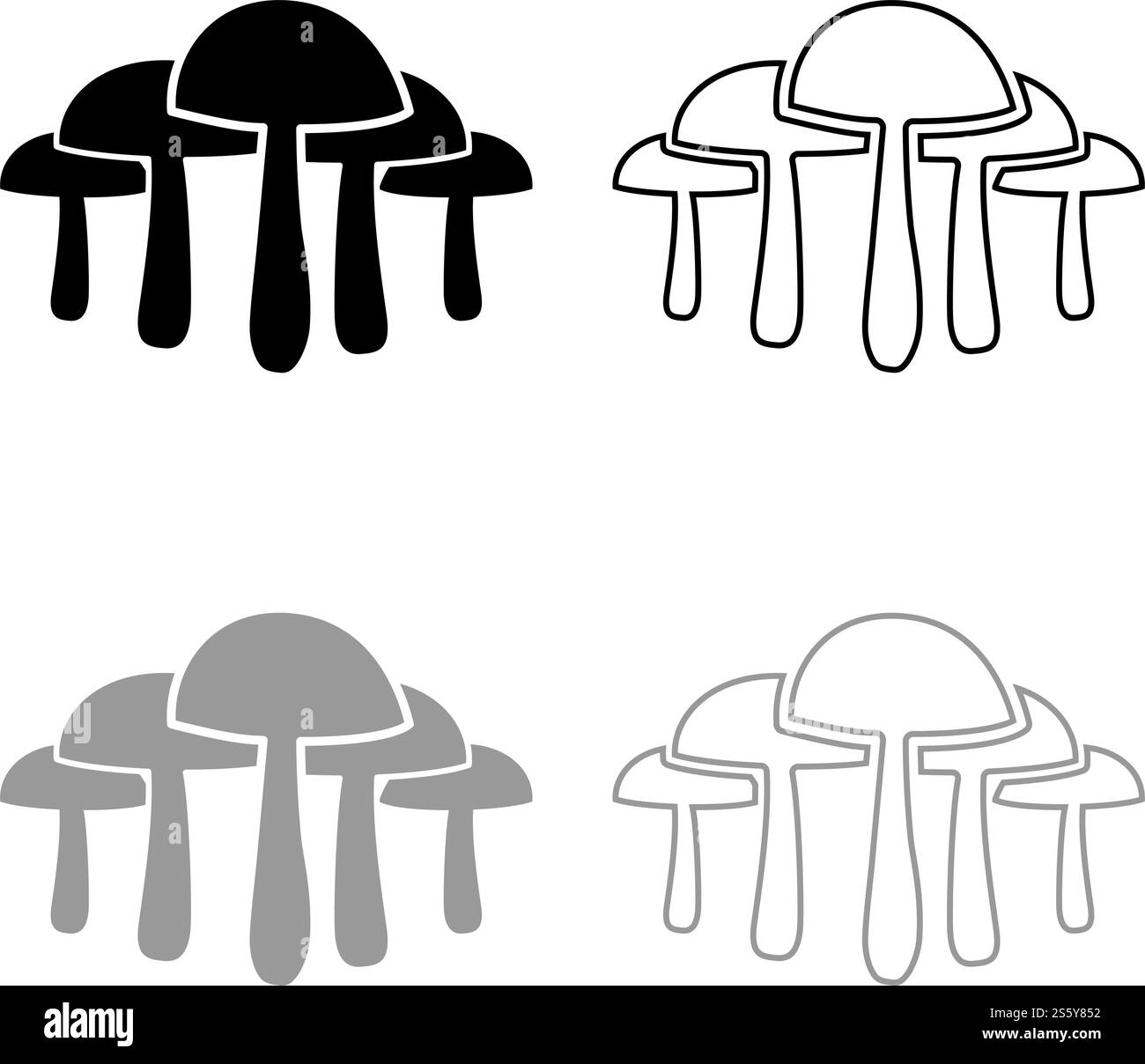 Mushrooms icon outline set black grey color vector illustration flat ...